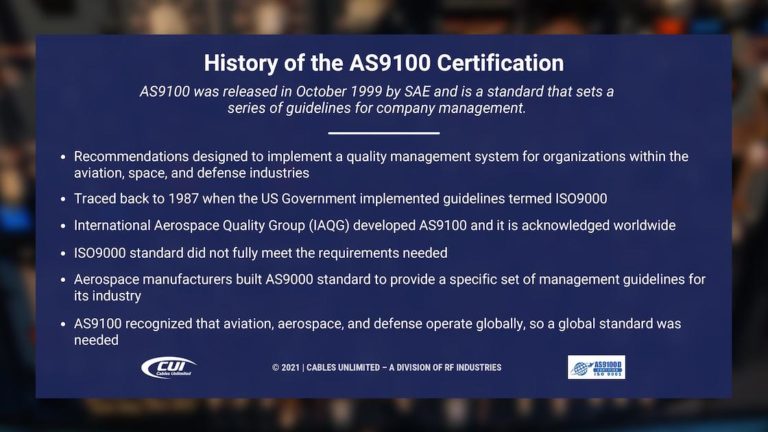 AS9100D: Certification in Aerospace Excellence - Cables Unlimited Inc.